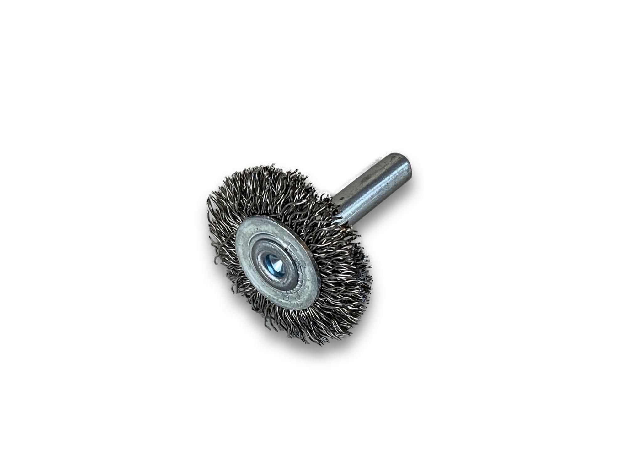 Brosse rotative circulaire métallique sur tige Ø 30 mm |Fil inox dur Ø ...