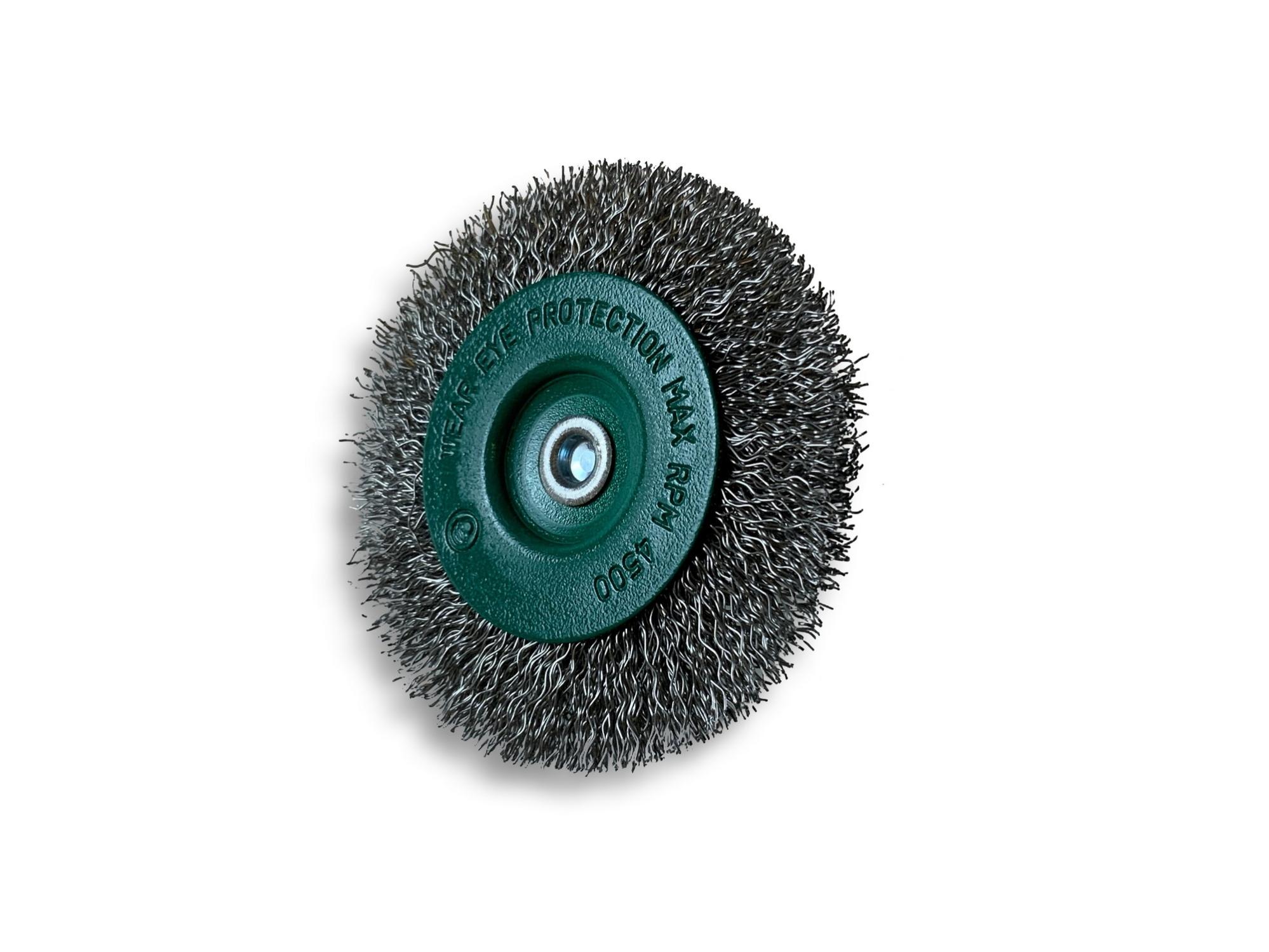 Brosse rotative circulaire métallique sur tige Ø 75 mm | Fil inox dur Ø ...