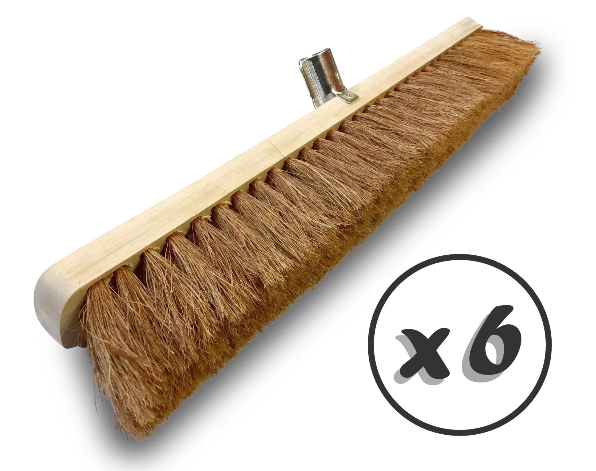 Lot de 6 balais d'atelier type cantonnier | Piste Extérieur | Fibres de coco naturel | Longueur ...