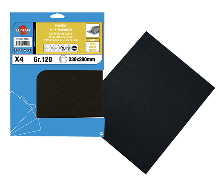 Feuille toile émeri Classic Larg. 230 Long. 280 Grain 150 Blister de 4 ...