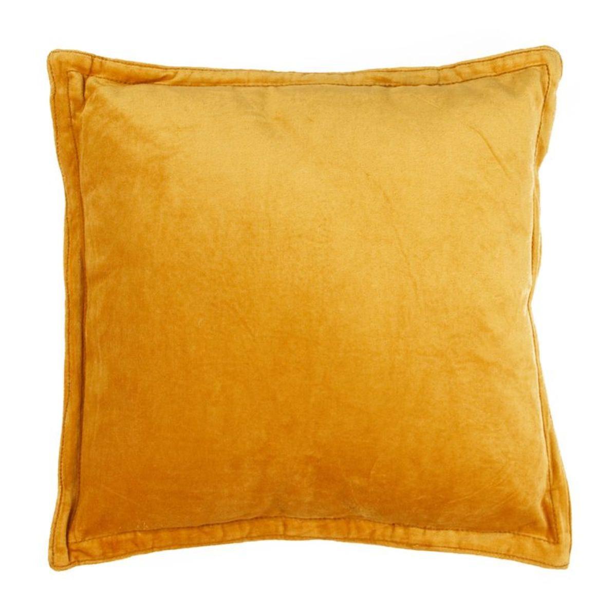 ARTHUR - Coussin en velours de coton jaune 40x40 | Leroy Merlin