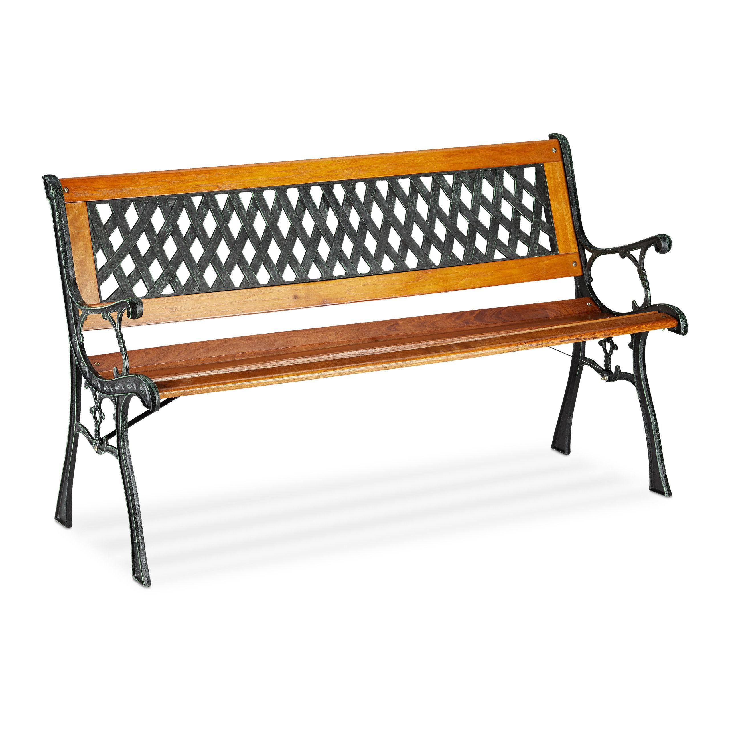 Banc de jardin finte de fer bois et PVC 125 cm 13_0000353 | Leroy Merlin