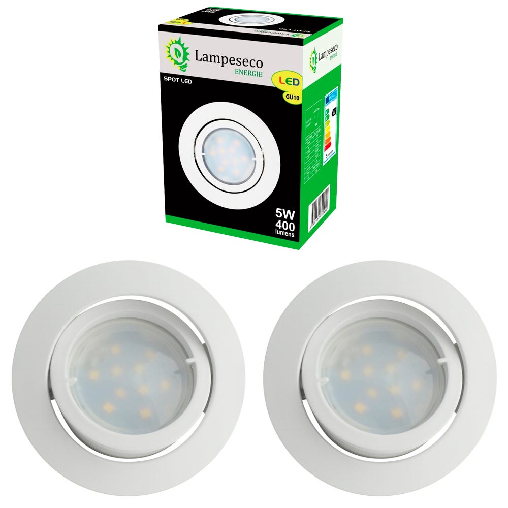 Lot De 3 Spot Led Encastrable Complete Blanc Orientable Lumière Blanc