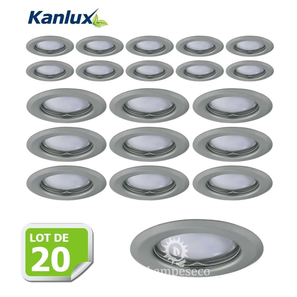 Lot de 20 Fixation de spot encastrable chrome matt D83mm marque Kanlux ...