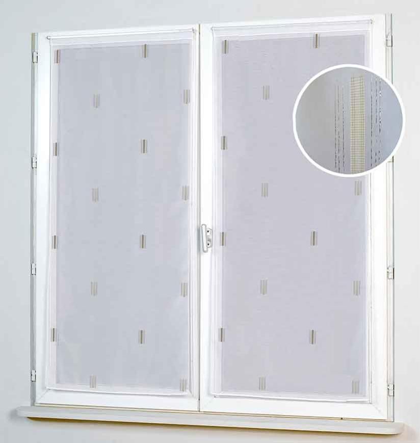 Paire de Vitrages Motif Tissé "Petits Traits" - Beige - 65 x 130 cm - Polyester | Leroy Merlin