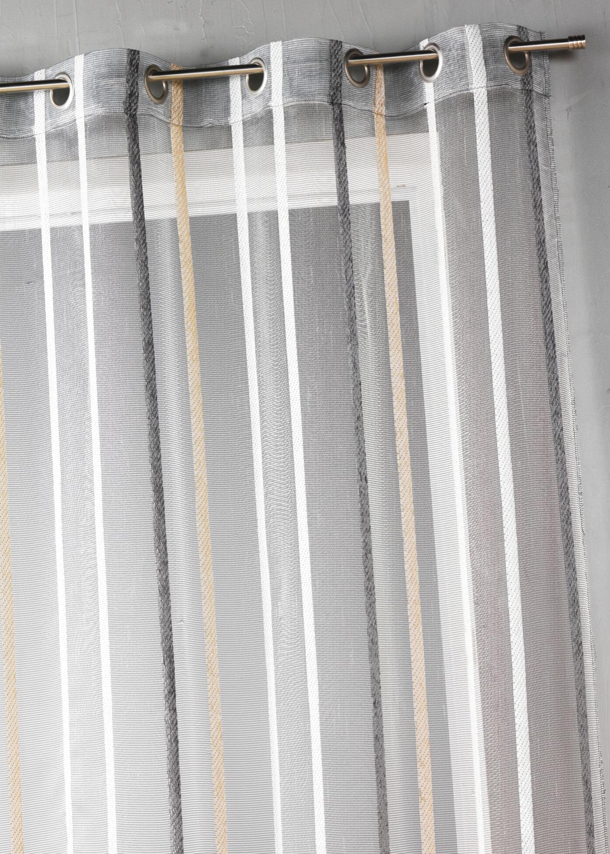 Voilage fantaisie à rayures verticales - Gris clair - 140x260 cm ...