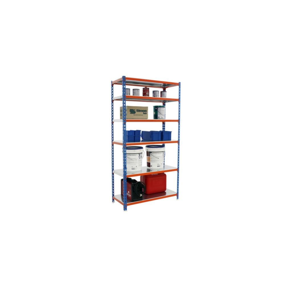 Étagère métallique 6 niveaux - 2500 x 800 x 300 mm - KIT SIMONCLICK MINI - Bleu - Orange ...