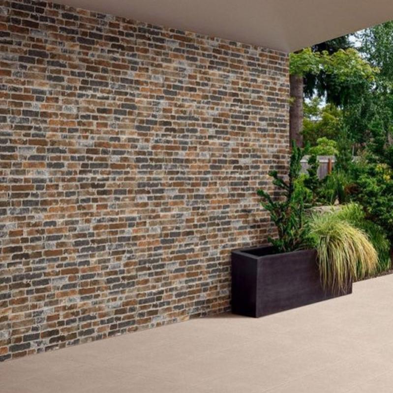 Parement extérieur effet brique marron et gris 31 x 56 cm Manhattan ...