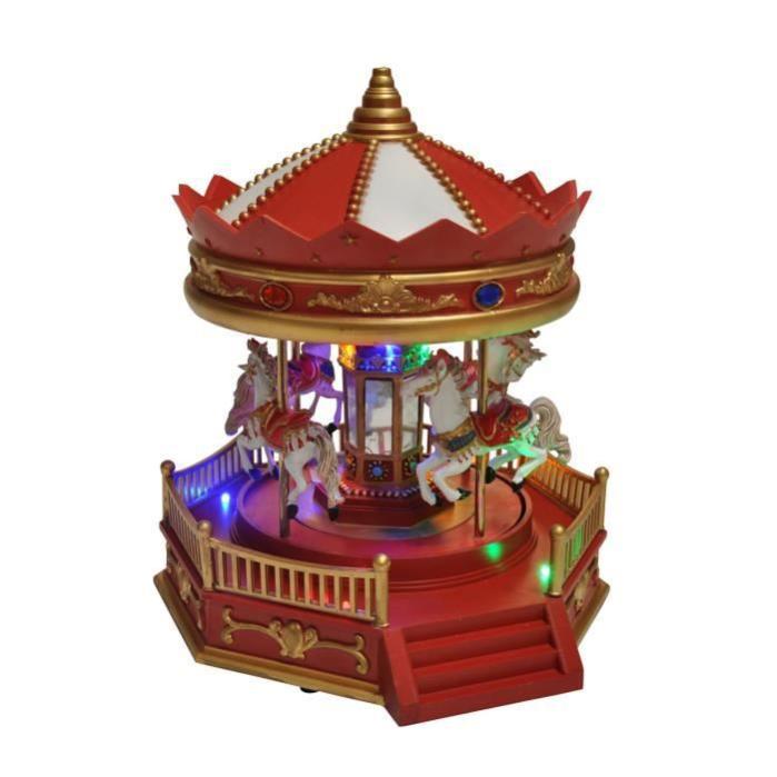 Autour De Minuit Carrousel Chevaux Animé - H 24cm | Leroy Merlin