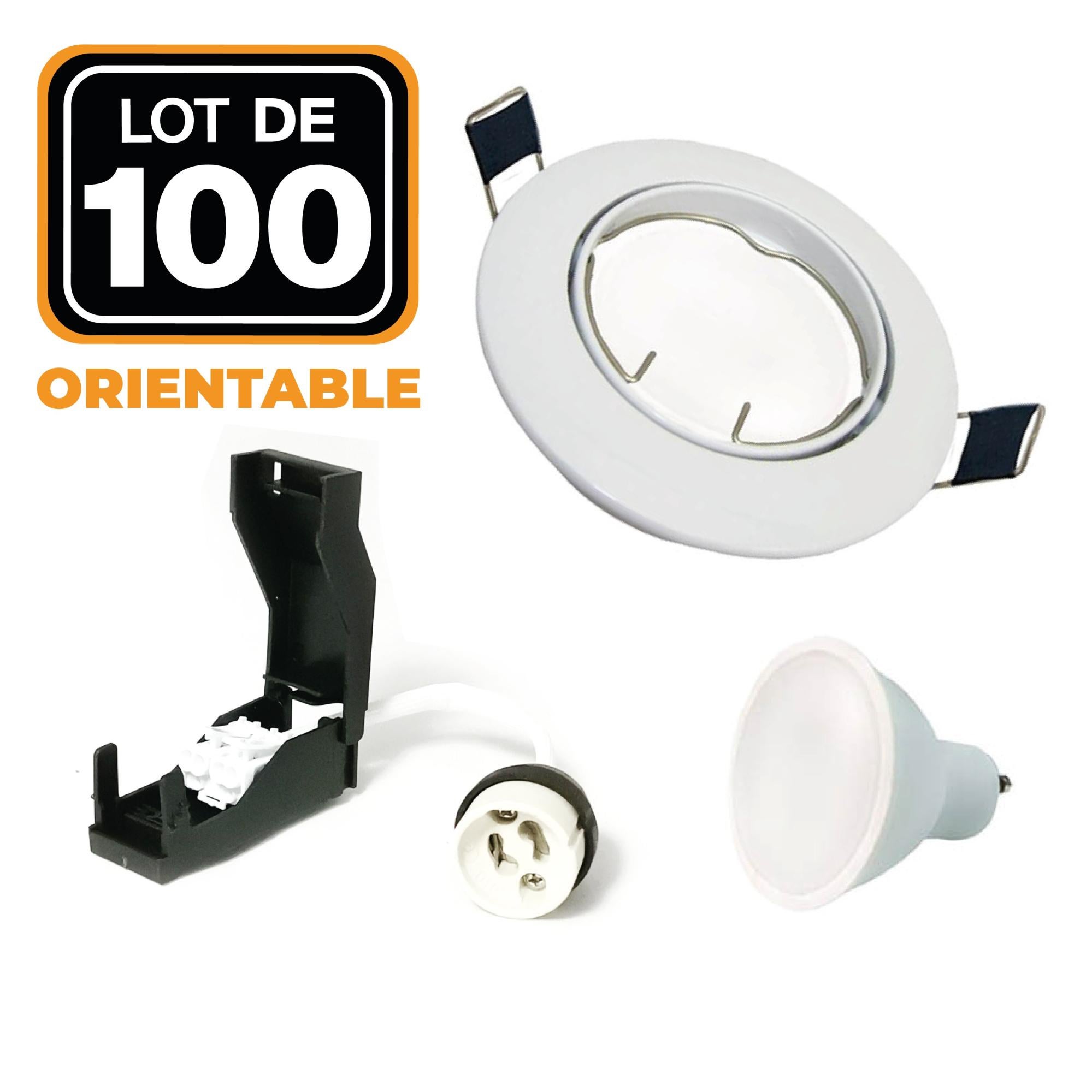 100 Spots encastrable orientable BLANC avec GU10 LED de 5W eqv. 40W ...