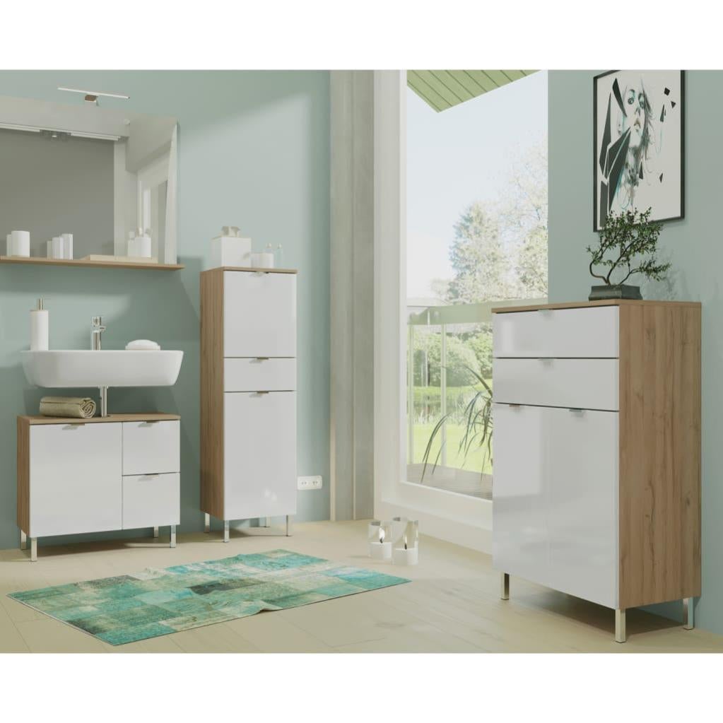 Germania Mobile Sottolavabo GW-Mauresa 60x34x56 cm Bianco e Rovere ...