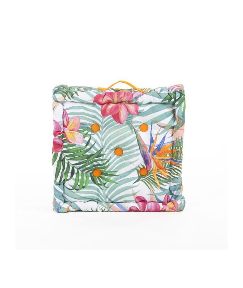 COTTON WOOD Coussin de sol coton imprimé seville - 40 x 40 x 10 cm ...