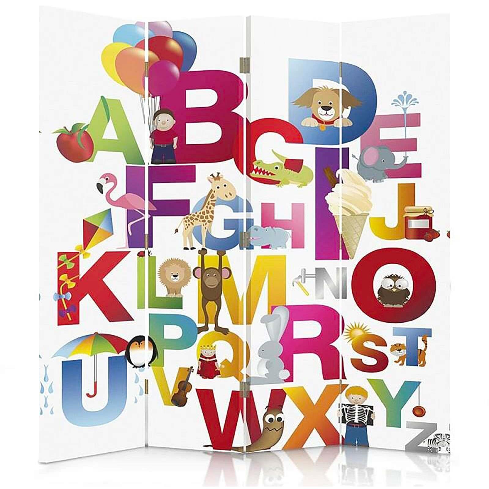 Paravent Enfant ABC: Déco Ludique et Éducative 4 Volets - 145 x 180 cm ...