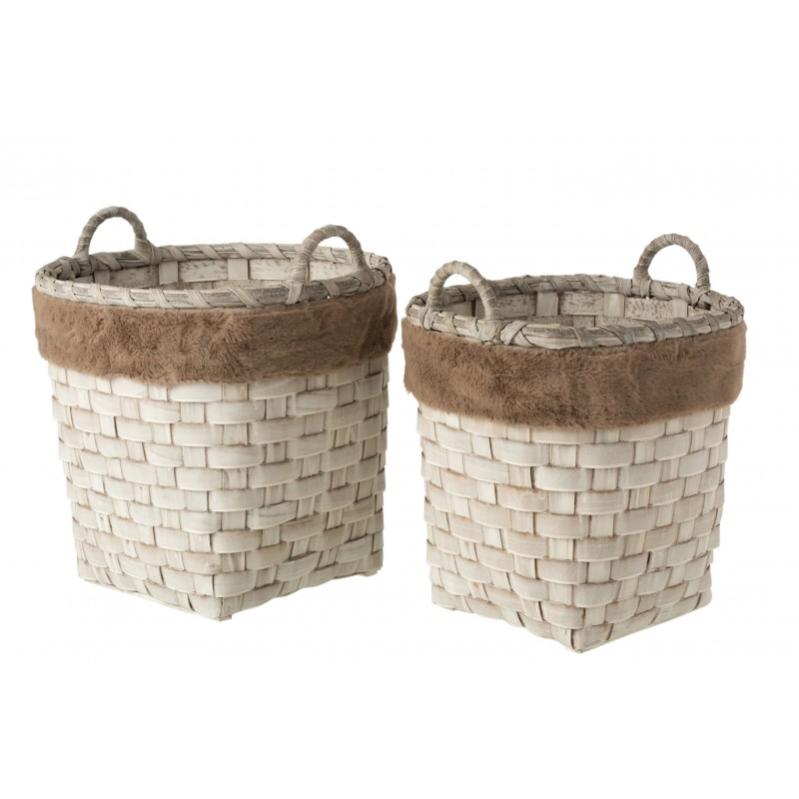 Set de 2 paniers avec anses en bois marron 40x40x38 cm | Leroy Merlin