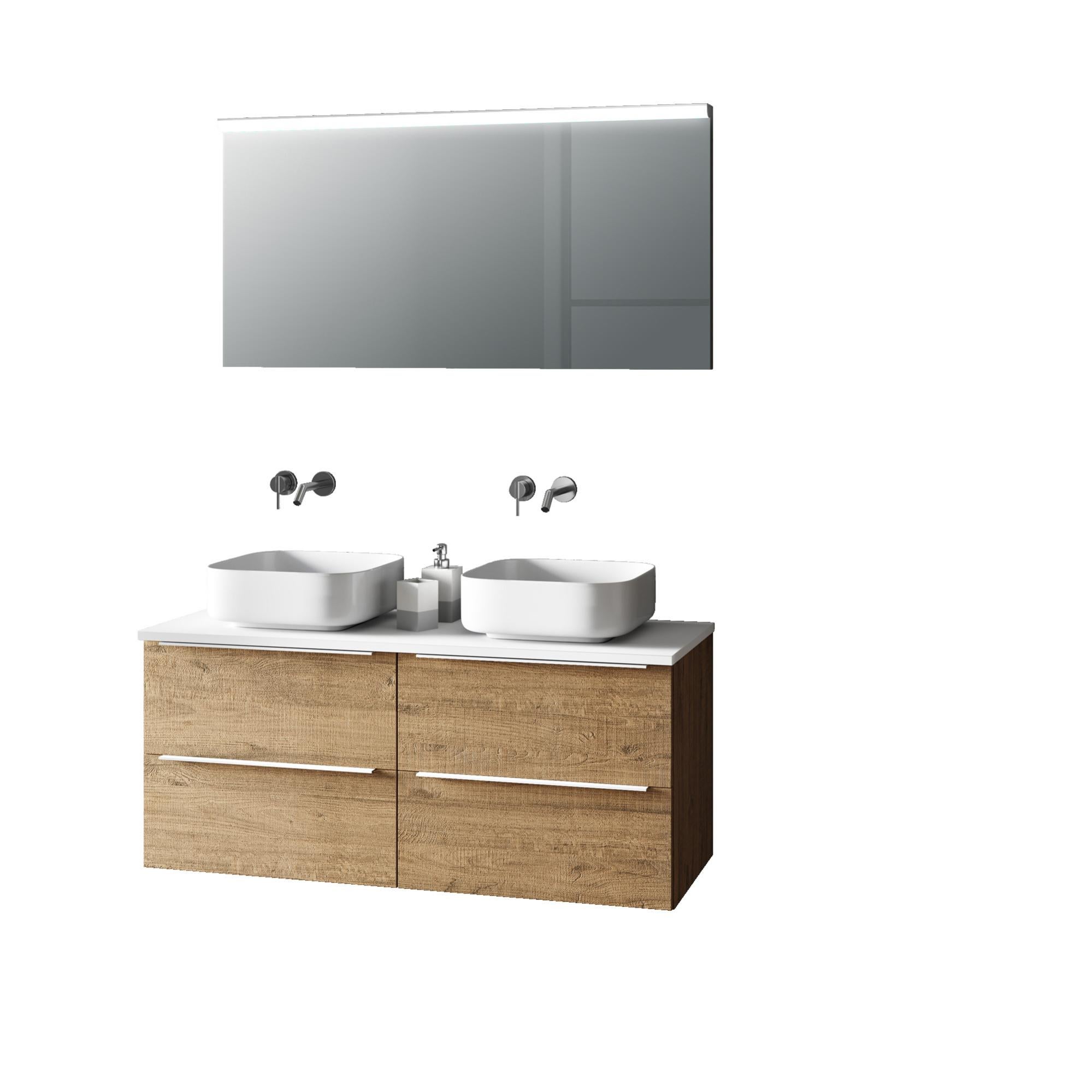 Composizione doppio lavabo 5 pezzi LARISSA rovere miele | Leroy Merlin