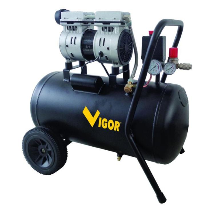 COMPRESSORE VIGOR SILENT 230V VCA S50 2 CILINDRI DIRETTO 1HP 50 L ...