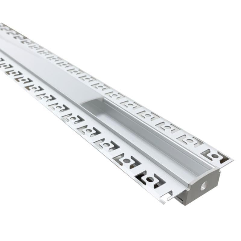Profilé Aluminium encastré 2m pour Ruban LED Double Couvercle Blanc ...