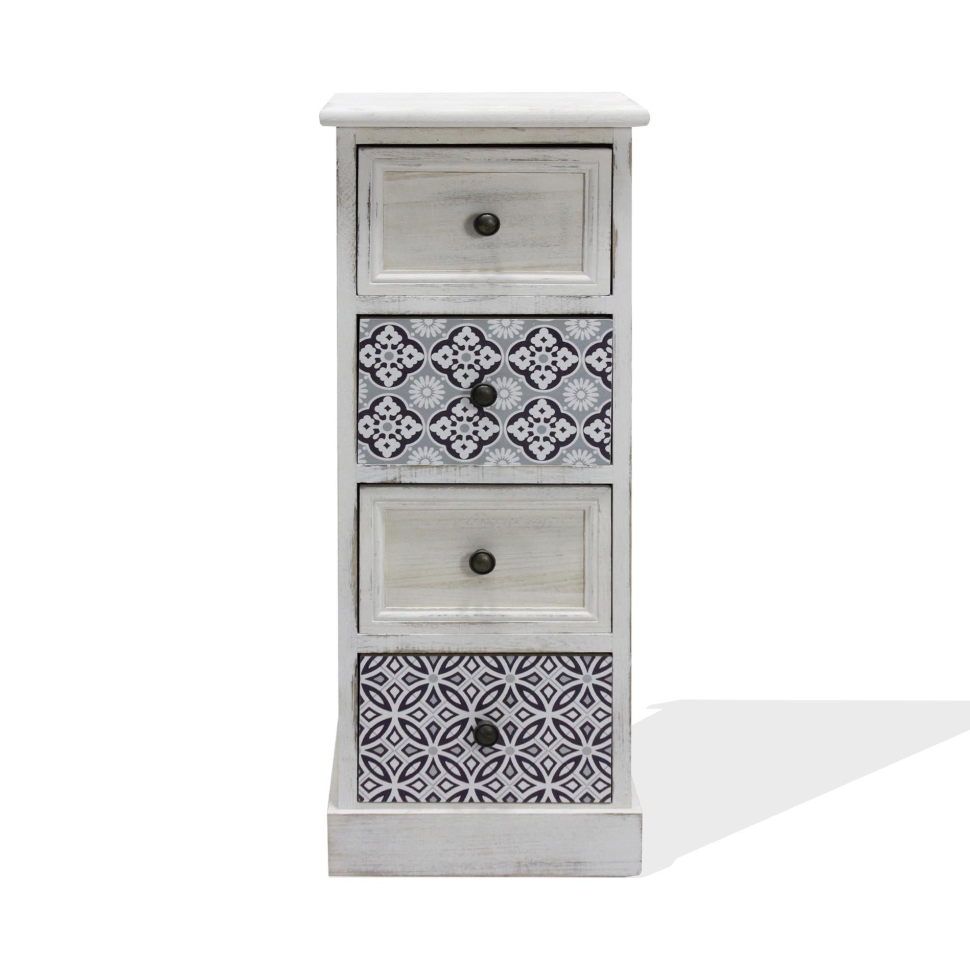 Rebecca Mobili Cajonera de Madera Blanca Gris con 4 Cajones para baño ...