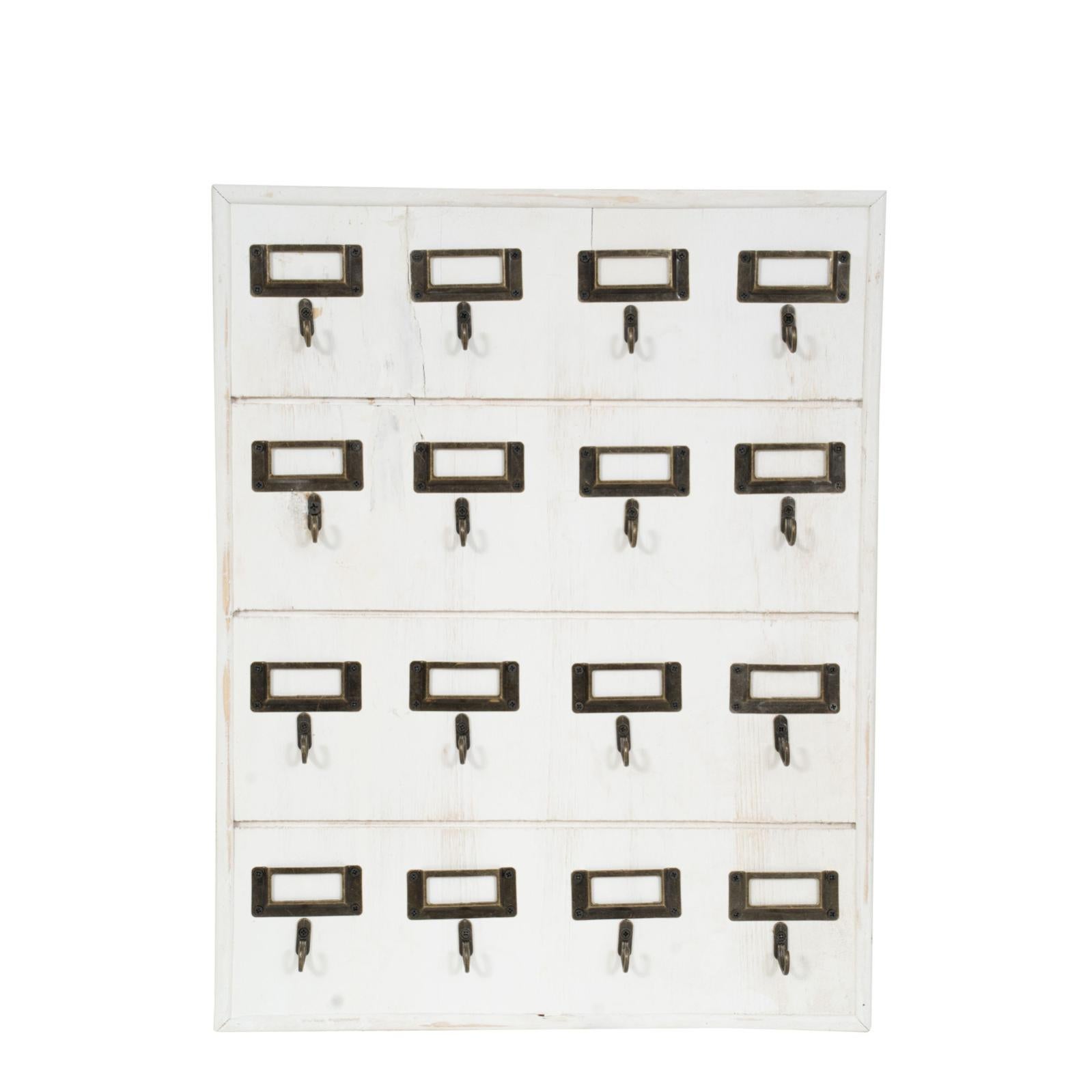 Bacheca appendichiavi in legno finitura bianco anticato L37xPR5xH47 cm ...