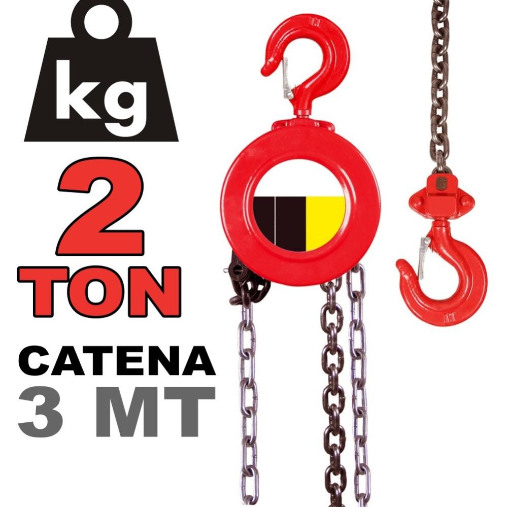 PARANCO A CATENA MANUALE 2 TON 3 MT ARGANO SOLLEVATORE PARANCO 2000Kg ...