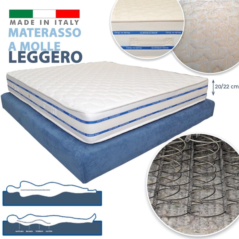 MATERASSO A MOLLE BONNEL LEGGERO SPESSORE 22 CM SINGOLO MATRIMONIALE ...