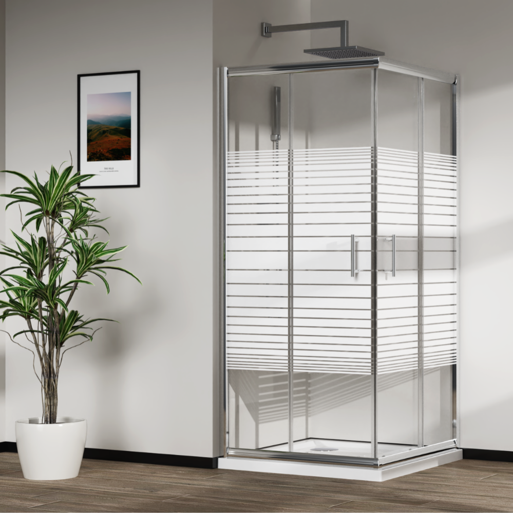 Box Doccia 80 x 80 cm Spessore 6 mm Scorrevole H 185 Vetro Temperato 2 ...