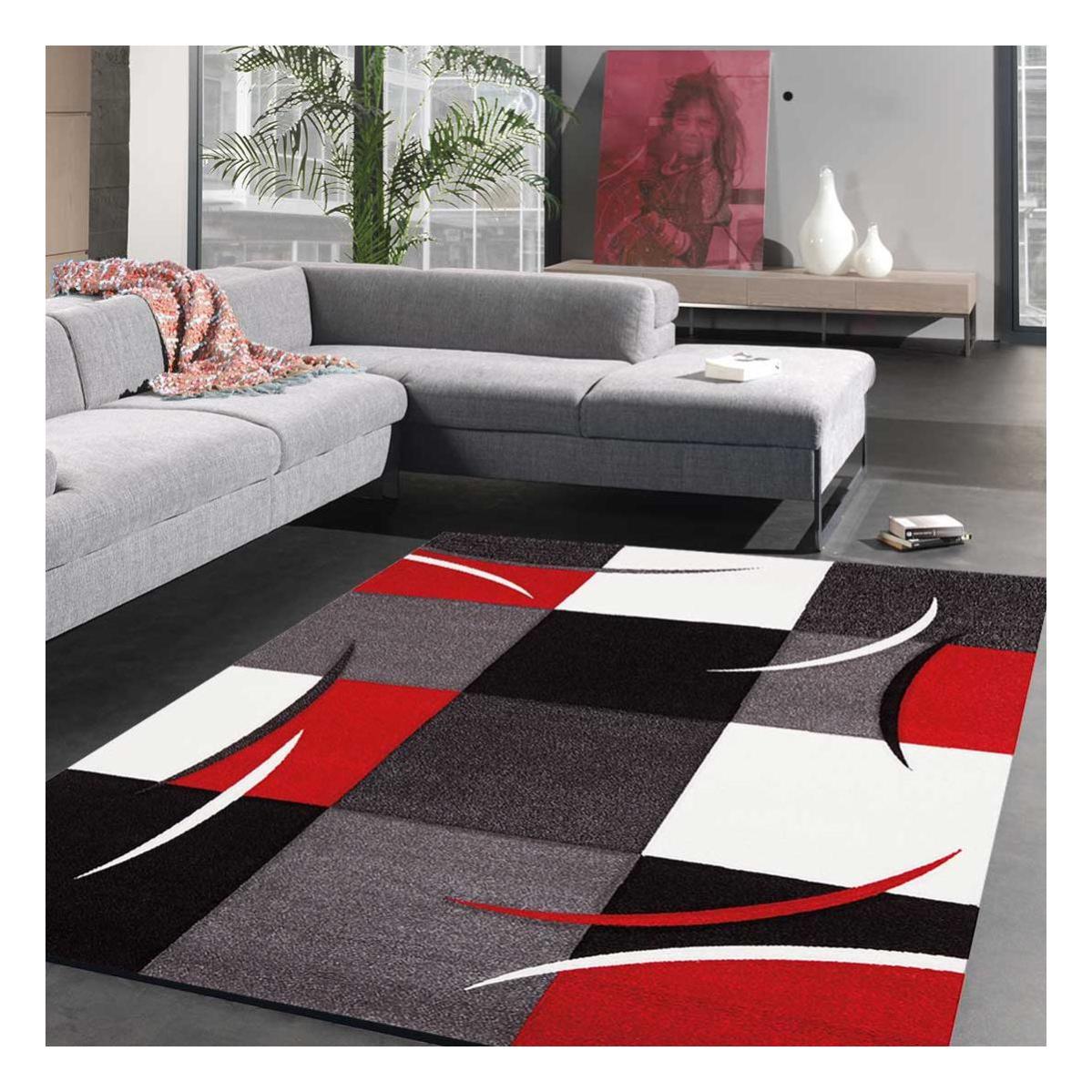 Tapis salon 160x230 cm Rectangulaire VIRGULADA Rouge Salon adapté au ...