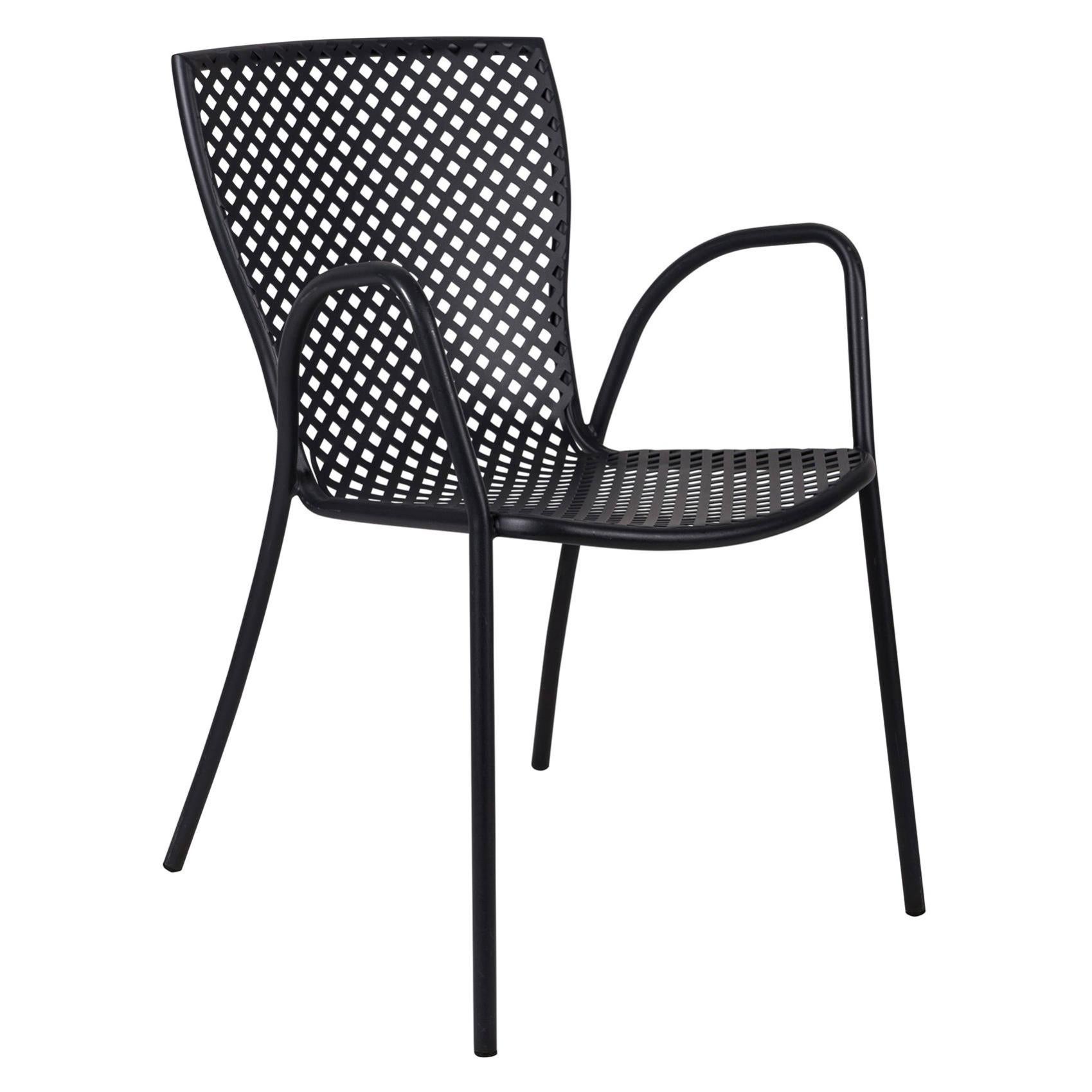 Sedia impilabile in acciaio con braccioli Made In Italy, colore ...