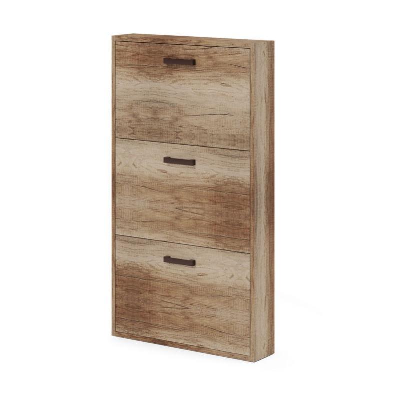Scarpiera Slim in legno nobilitato 3 ribalte Noce Country cm 108x65x15 ...