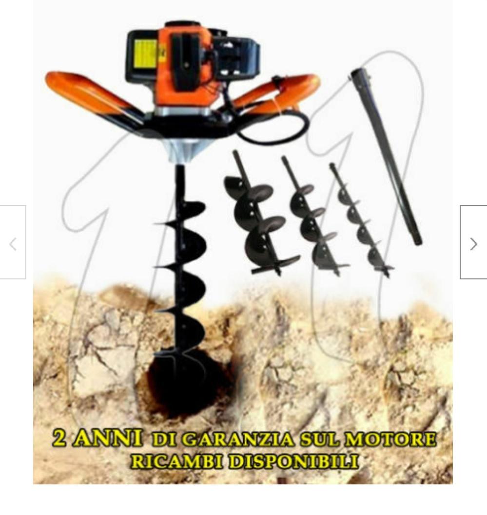 Mototrivella A Scoppio 52 Cc Kit Punte Trivella 10 15 20 Cm + Prolunga ...