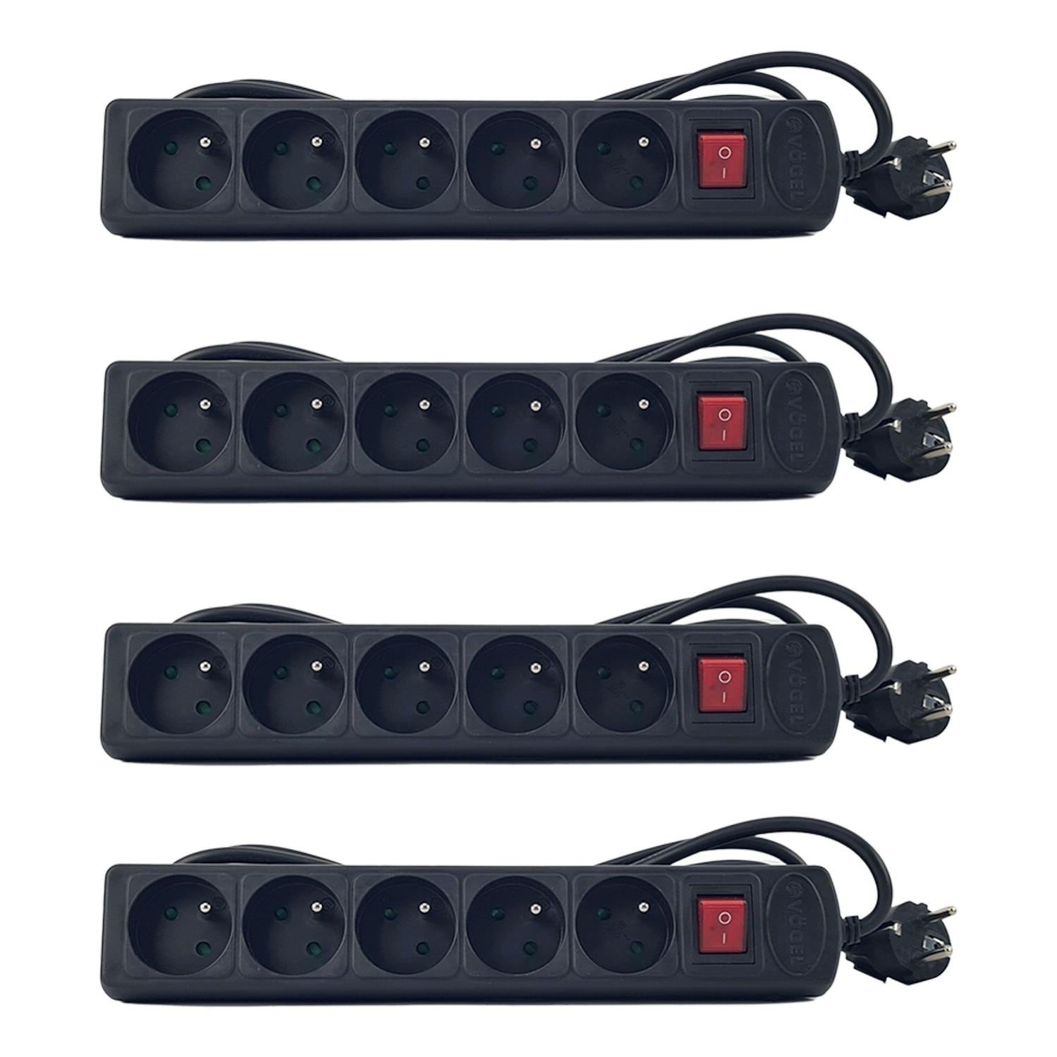 Lot de 4 multiprises polyvalente 5 Prises - câble 1,5 m - avec ...
