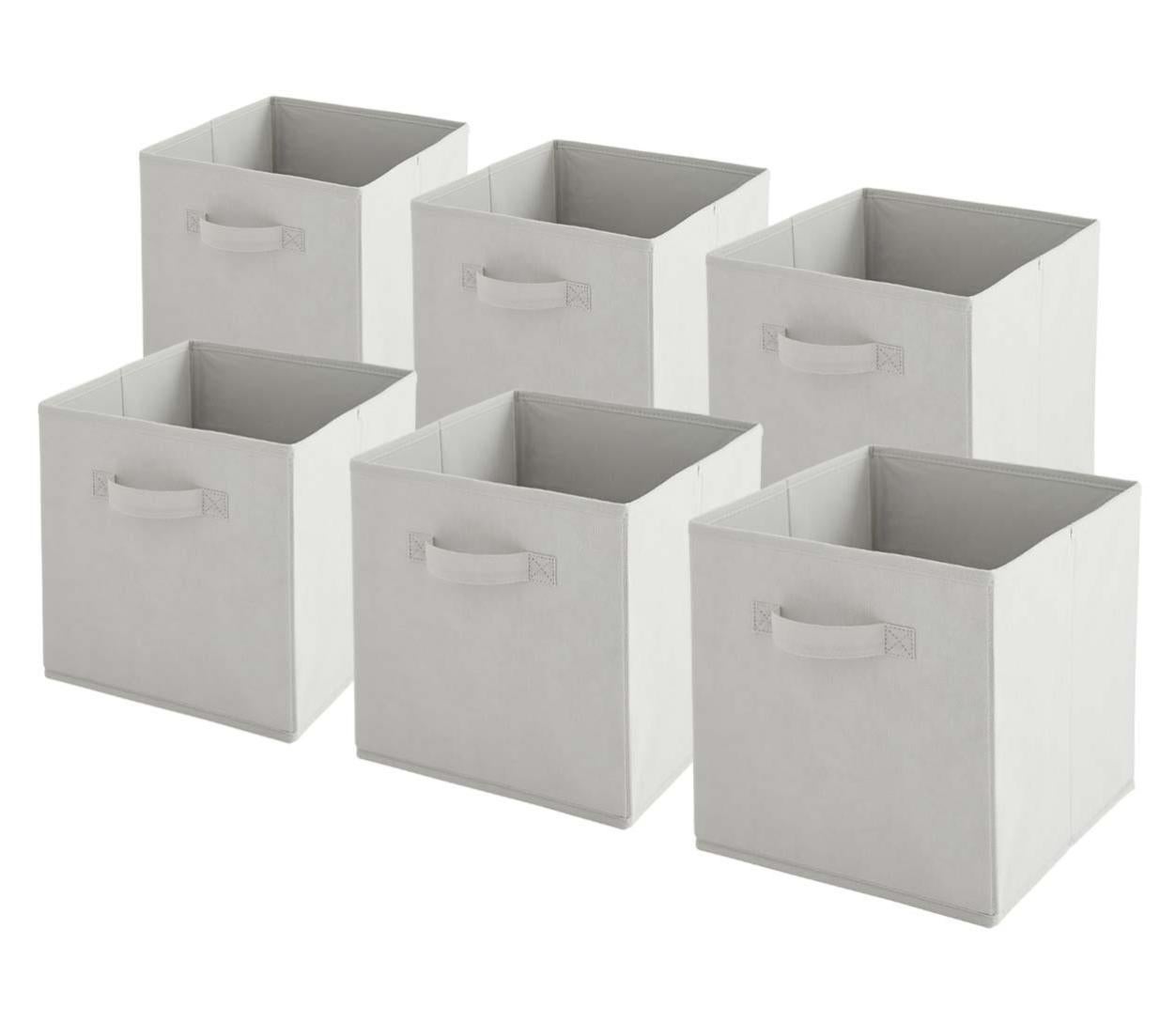 Set di 6 contenitori pieghevoli in tessuto non tessuto - Grigio Nuvola ...