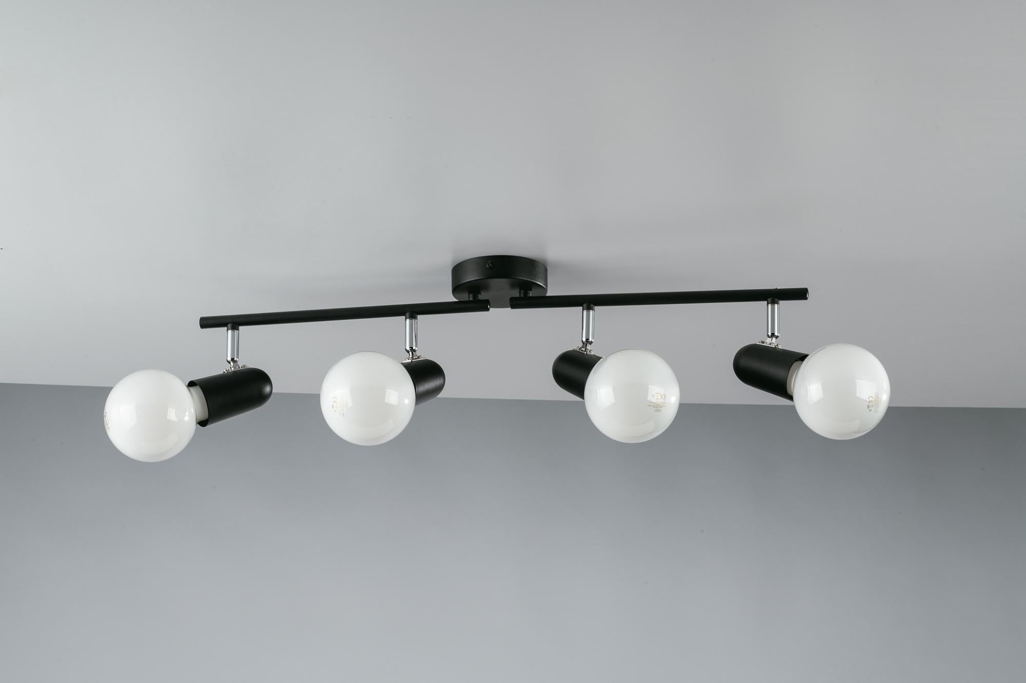 Spot PUNTO in metallo nero opaco con punti luce orientabili (4xE27 ...
