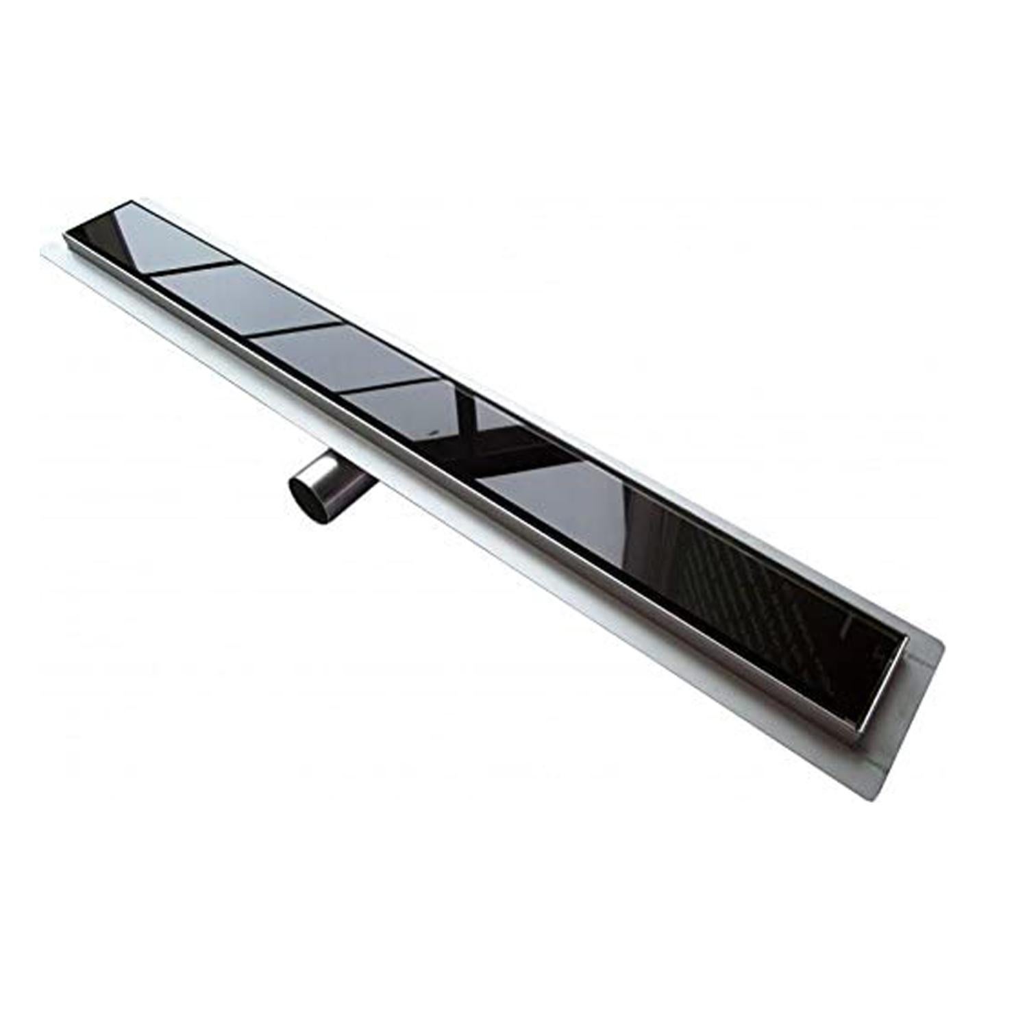 Canaleta de desagüe de Acero inox con rejilla en vidrio negro 50 cm mod ...