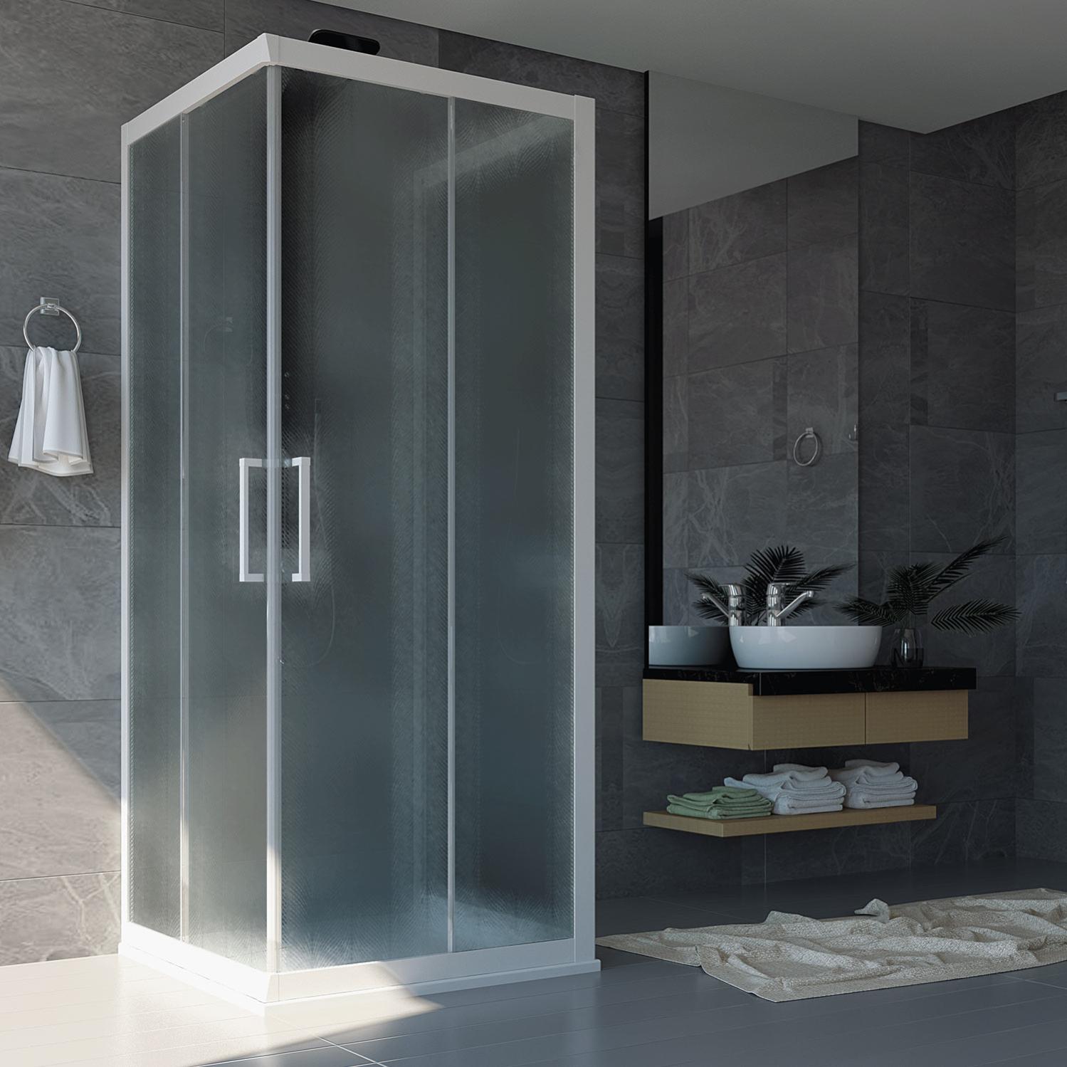 Box Doccia 3 Lati in PVC 75x90x75 CM H190 Vetro Stampato Cincillà mod ...