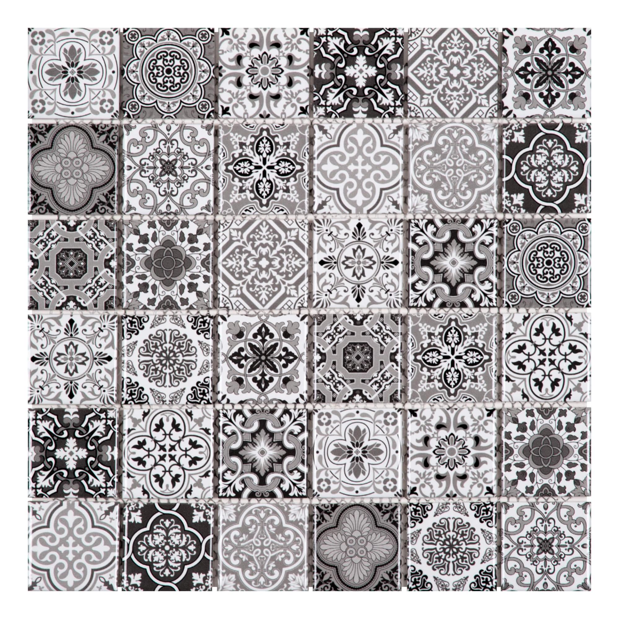 Mosaïque Mur Céramique Motifs Classiques Gris 30.6x30.6cm (vendu à l ...