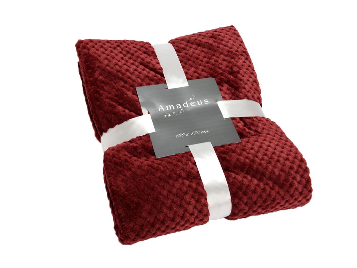 Plaid Damier 130 x 170 cm Bordeau - Amadeus | Leroy Merlin