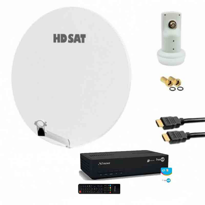 Pack Parabole satellite fibre 85cm + LNB single + Récepteur FRANSAT + Câble HDMI | Leroy Merlin