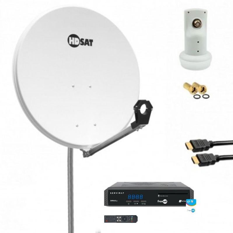 Pack Parabole acier 80cm + Récepteur FRANSAT avec carte + LNB Single | Leroy Merlin