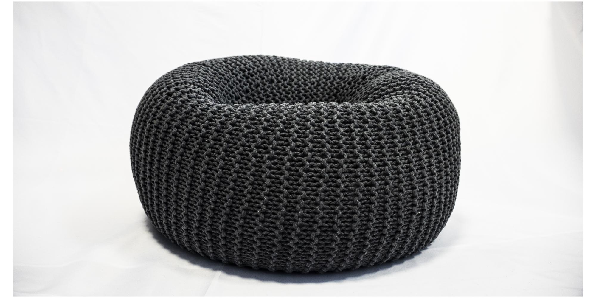 Pouf ovale Ø 70 cm en coton gris foncé | Leroy Merlin