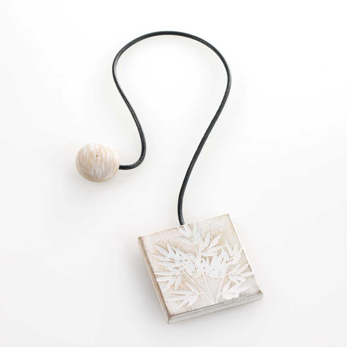 Embrasse aimantée carrée en fibres de bois "forêt" - Blanc - 43x6x6 cm ...