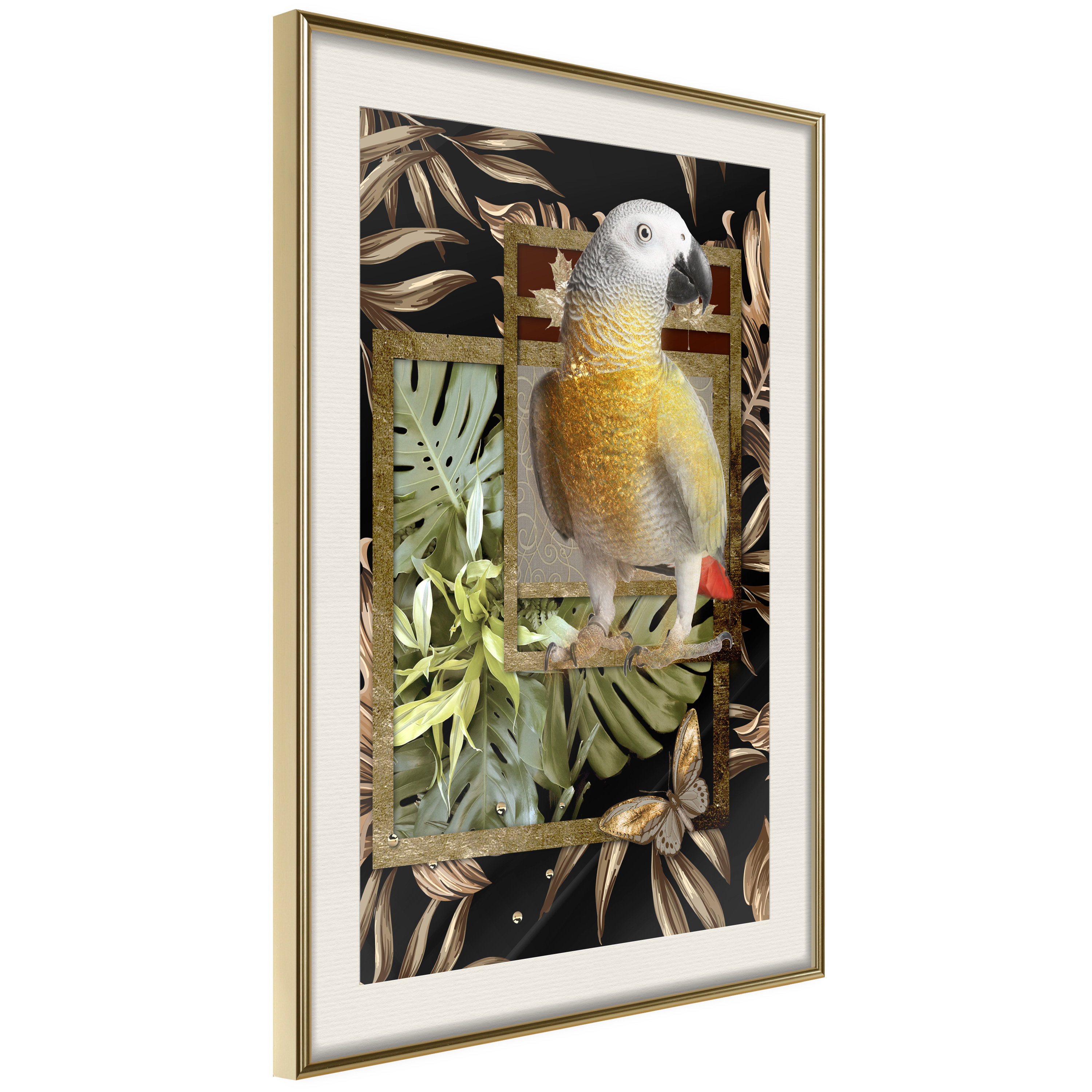 Poster - Composition with Gold Parrot 30x45 cm | Leroy Merlin