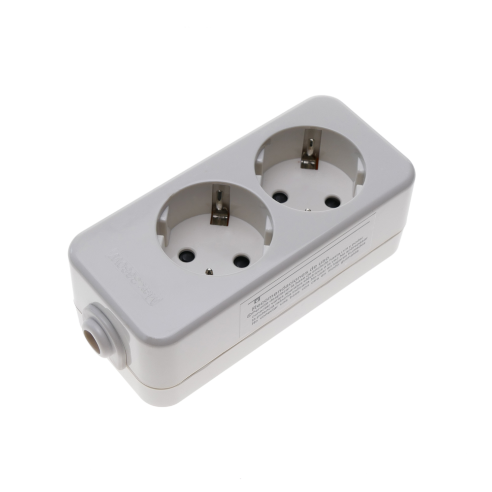 Base de 2 enchufes schuko 16A 230V 3680W TT 118x54x42mm | Leroy Merlin