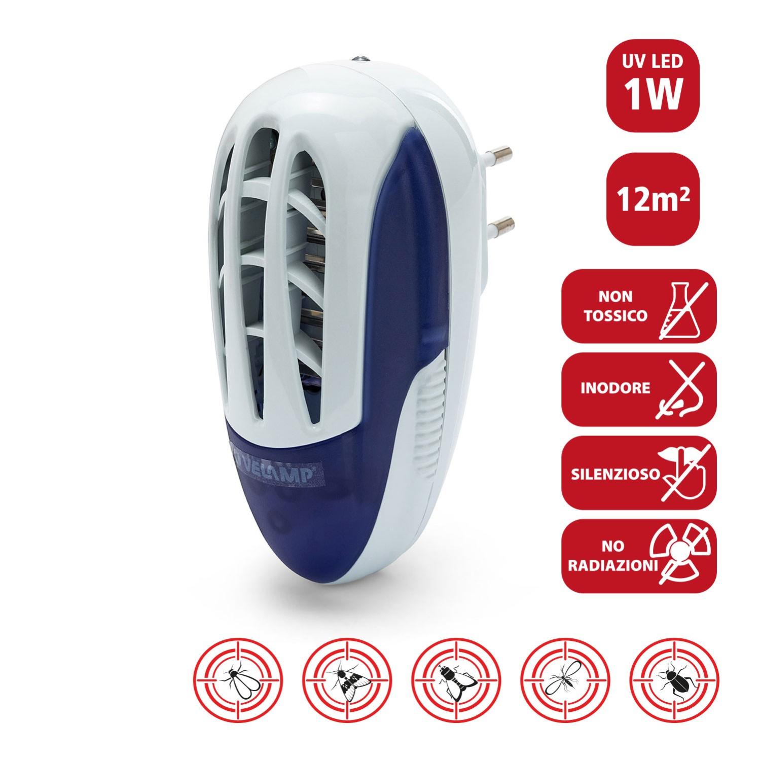 MINI ZAP: Zanzariera elettrica da presa, LED, 1W. Presa verticale ...