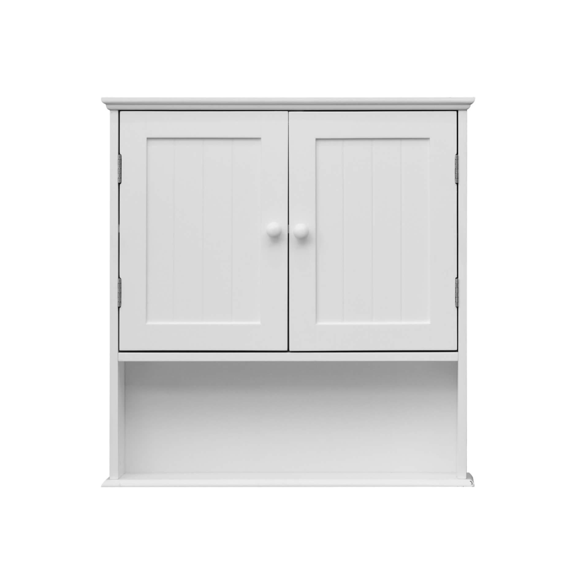 Rebecca Mobili Armario de pared de madera blanca para el baño con 2 ...