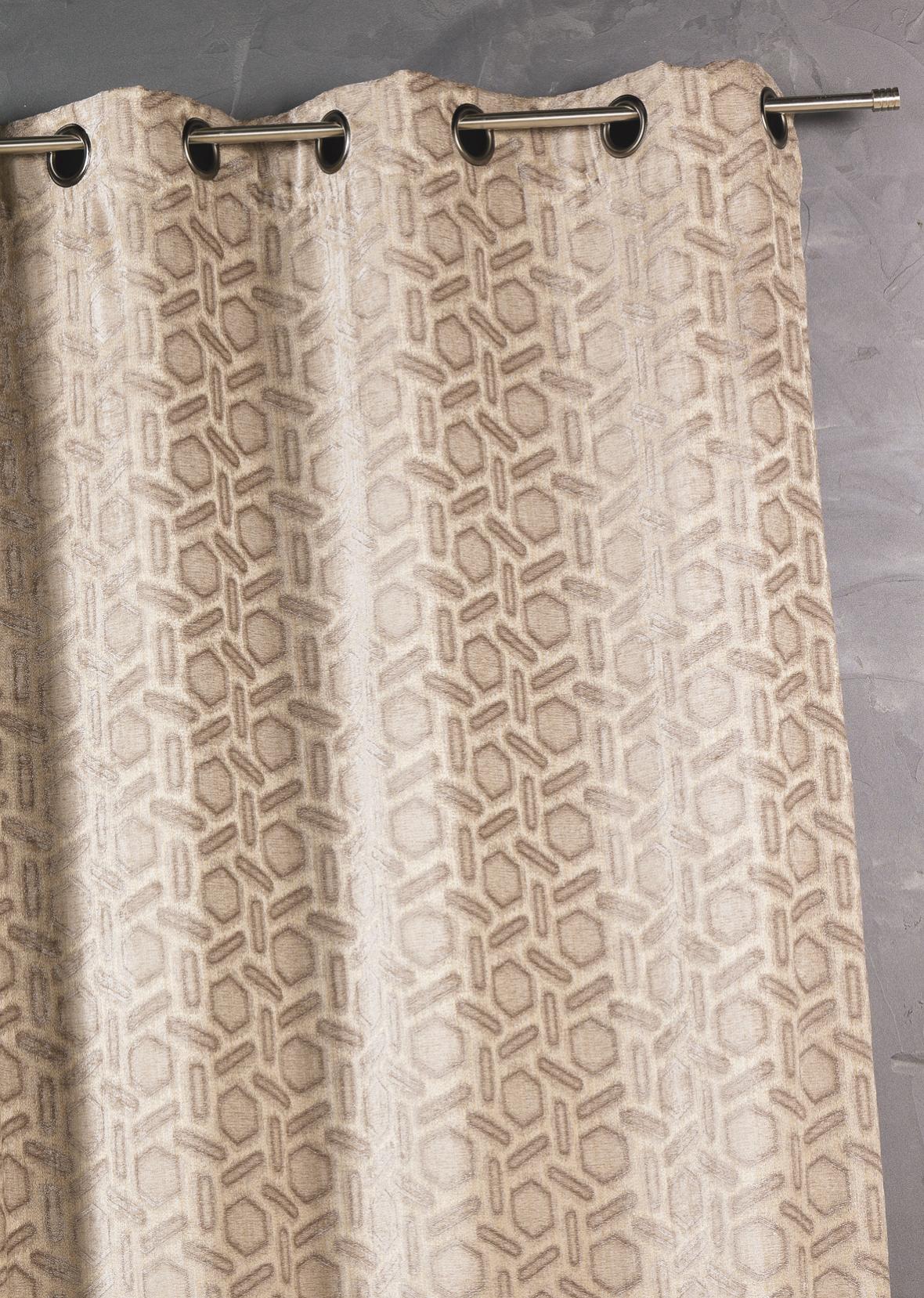 Rideau jacquard à imprimés design - Beige - 140x260 cm - Jacquard ...