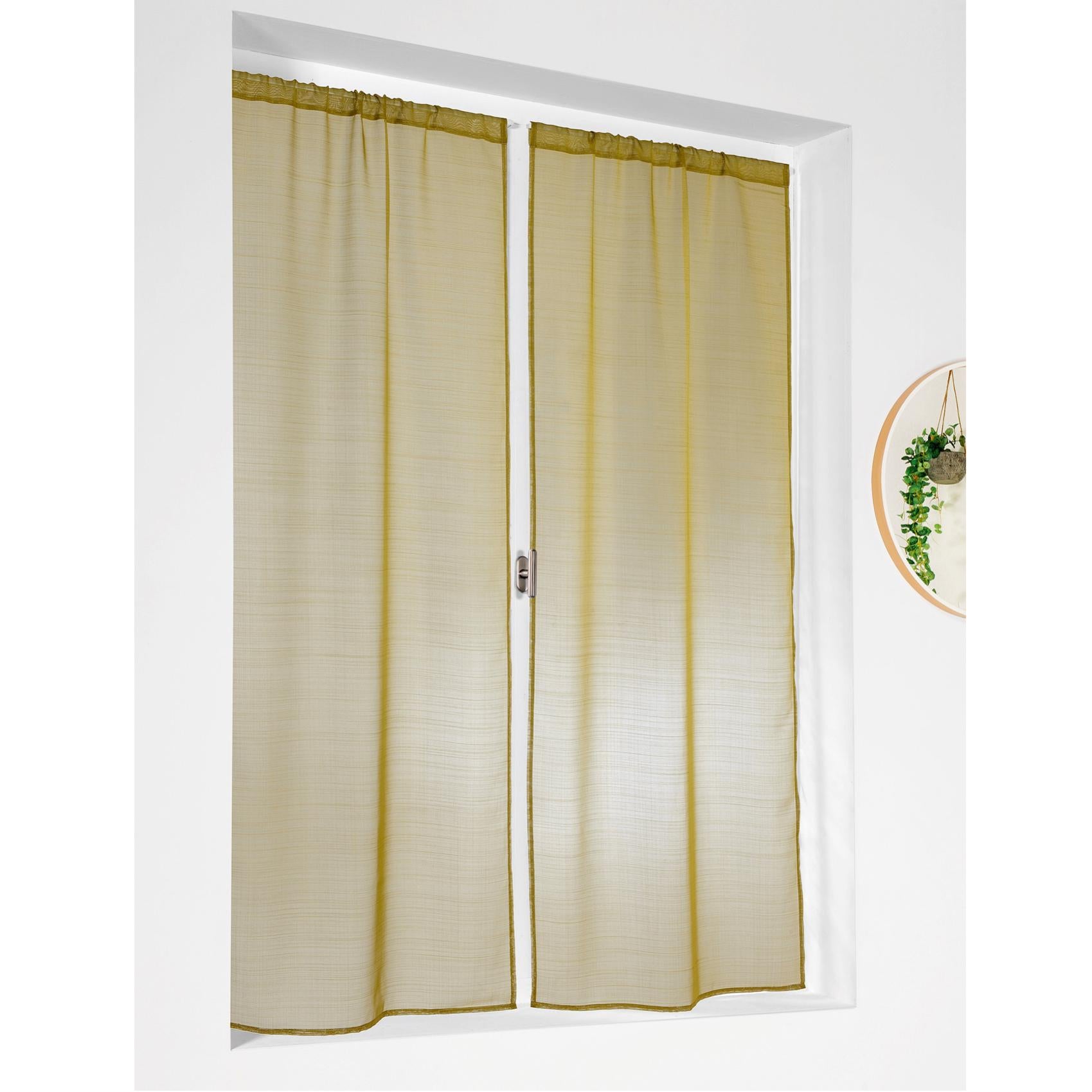 Paire de vitrages droits en étamine givrée - Vert clair - 60x140 cm ...