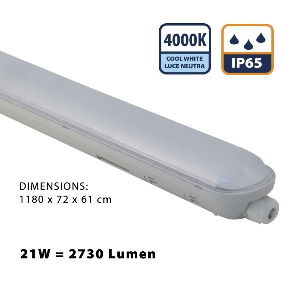 ECOPOWER: Plafoniera stagna LED, 60cm, 2730lm, 21W, prolungabile ...