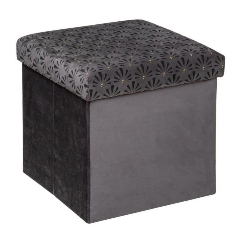 Puff plegable de terciopelo gris guijarro «Liam» - Atmosphera créateur ...