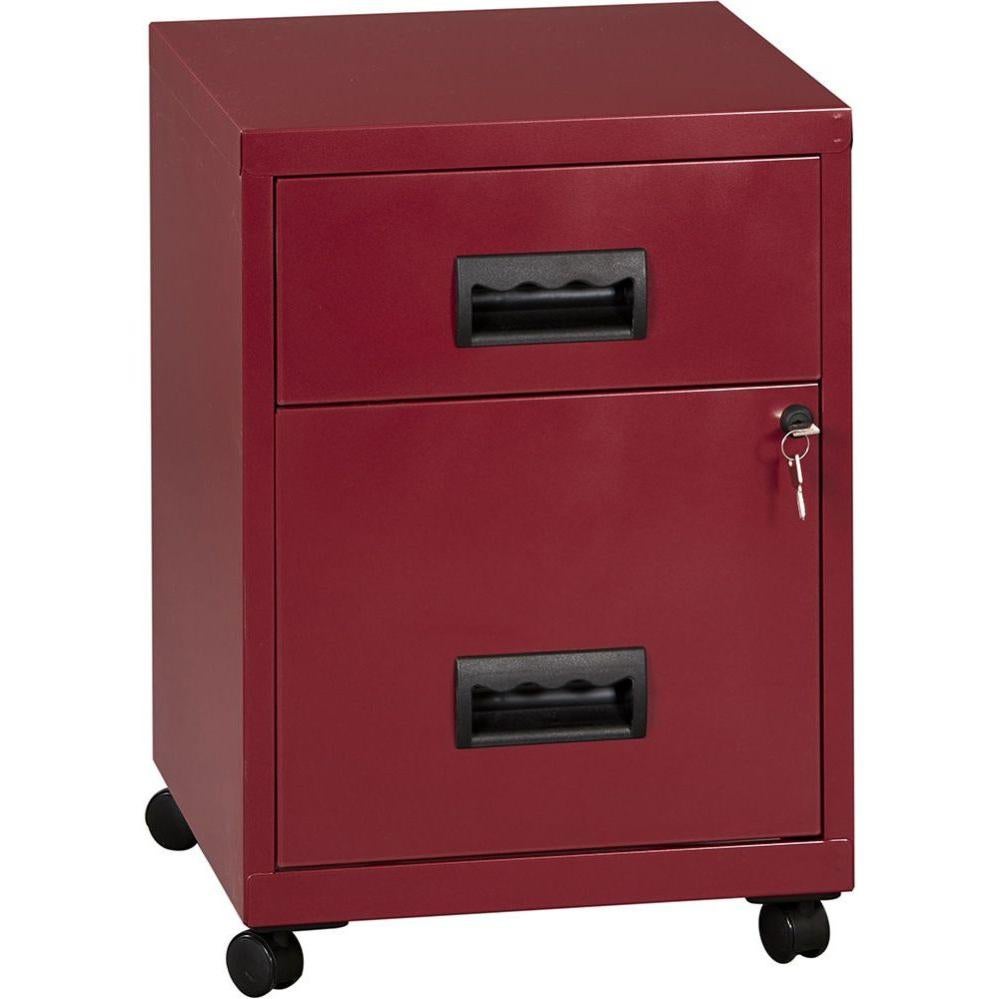 Caisson 2 tiroirs sur roulettes avec serrure à clef rouge rubis nacré ...